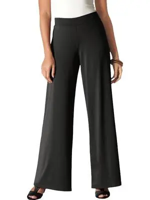 JESSICA LONDON Stretch Knit Wide Leg Pant - Black