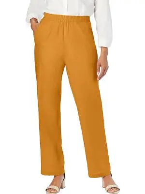 JESSICA LONDON Linen-blend Straight-leg Pants - Rich Gold