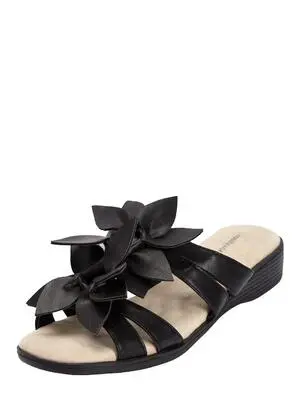 COMFORTVIEW Paula Floral Slip-on Sandal - Black