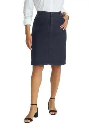 JESSICA LONDON Stretch Denim A-line Skirt - Indigo