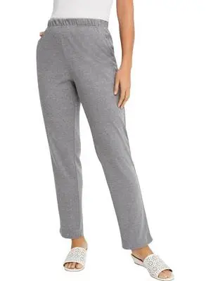 JESSICA LONDON Straight Leg Pant Medium Heather Grey