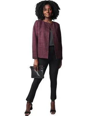 JESSICA LONDON Jessica London Bi-Stretch Lady Jacket Merlot Plaid
