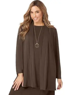 JESSICA LONDON Stretch Knit Topper Chocolate