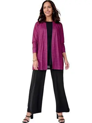 JESSICA LONDON Jessica London Knit Topper Raspberry Mini Houndstooth