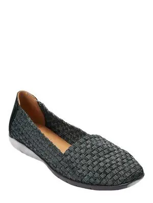 COMFORTVIEW The Bethany Slip-on Flat - Black Metallic