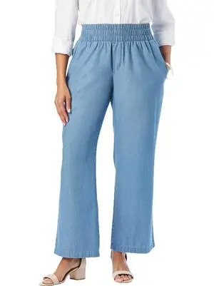 JESSICA LONDON Chambray Wide-leg Trousers - Light Wash