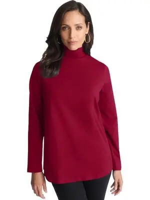 JESSICA LONDON Long Sleeve Mockneck Tee - Rich Burgundy