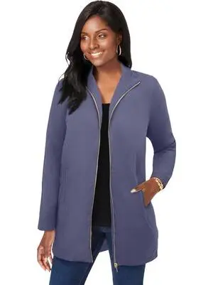 JESSICA LONDON Jessica London Stretch Cotton Zip Front Hi-Low Jacket