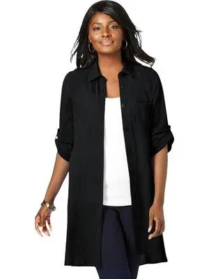 JESSICA LONDON Gauze Mega Tunic - Black