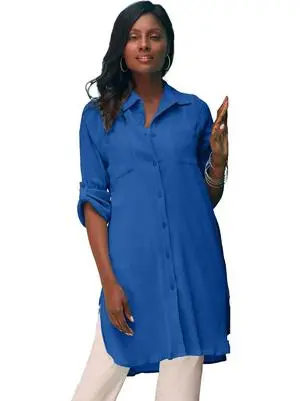 JESSICA LONDON Gauze Mega Tunic - Dark Sapphire