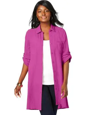 JESSICA LONDON Gauze Mega Tunic Deep Orchid