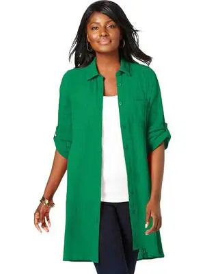 JESSICA LONDON Gauze Mega Tunic Kelly Green