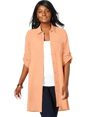 JESSICA LONDON Gauze Mega Tunic Peach Fuzz
