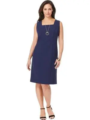 JESSICA LONDON Bi-stretch Sheath Dress - Navy