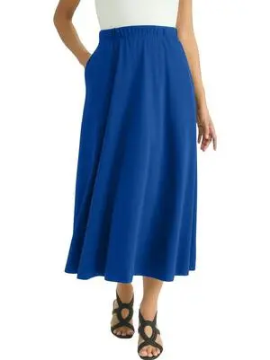 JESSICA LONDON Soft Ease Knit Midi Skirt Dark Sapphire