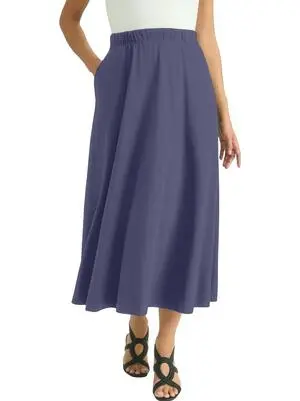 JESSICA LONDON Soft Ease Knit Midi Skirt Deep Dusk