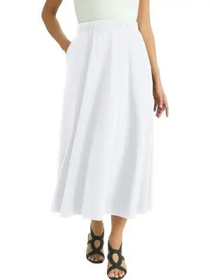 JESSICA LONDON Soft Ease Knit Midi Skirt White