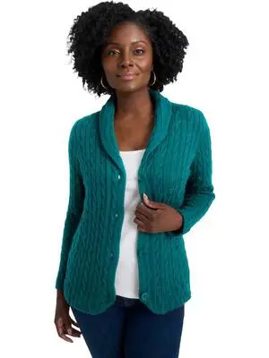 JESSICA LONDON Cable Blazer Sweater - Tropical Teal