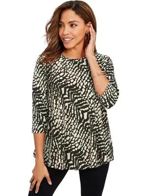 JESSICA LONDON Stretch Knit Swing Tunic - Black Reptile