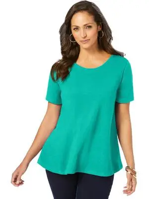 JESSICA LONDON Stretch Cotton Trapeze Tee - Aqua Sea