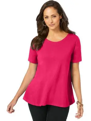 JESSICA LONDON Stretch Cotton Trapeze Tee - Pink Burst