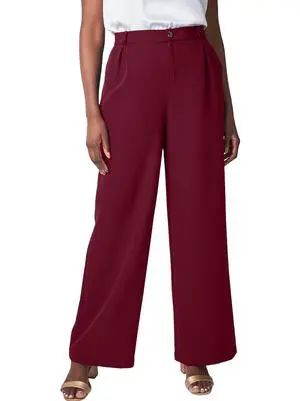JESSICA LONDON Bi-stretch Wide Leg Pant - Merlot