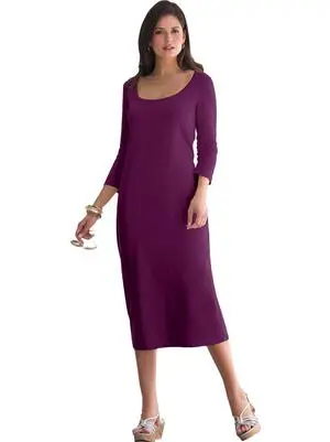 JESSICA LONDON Stretch Cotton T-shirt Dress - Dark Berry