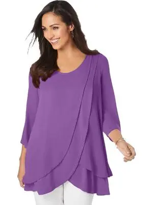 JESSICA LONDON Double Layer Tunic Bright Violet