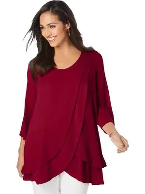 JESSICA LONDON Double Layer Tunic Rich Burgundy