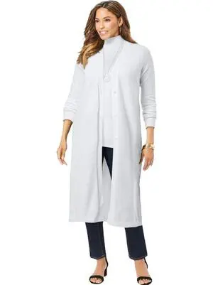 JESSICA LONDON Fine Gauge Duster Cardigan - White