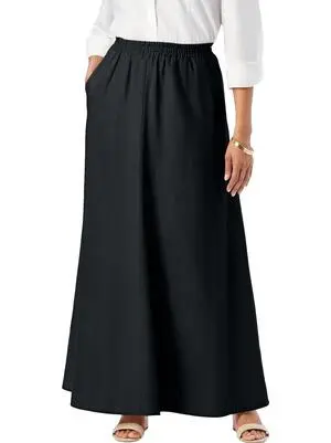 JESSICA LONDON Linen Maxi Skirt - Black