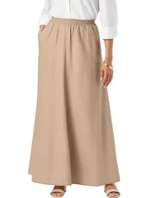 JESSICA LONDON Linen Maxi Skirt - New Khaki