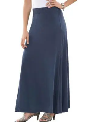JESSICA LONDON Stretch Knit Maxi Skirt - Navy