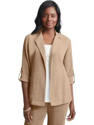 JESSICA LONDON Gauze Relaxed Blazer New Khaki