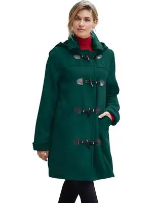 JESSICA LONDON Hooded Wool Coat - Emerald Green