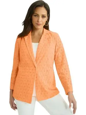 JESSICA LONDON Eyelet Blazer - Orange Melon