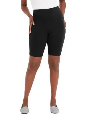JESSICA LONDON Stretch Cotton Bike Shorts - Black