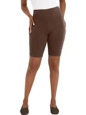 JESSICA LONDON Stretch Cotton Bike Shorts - Chocolate