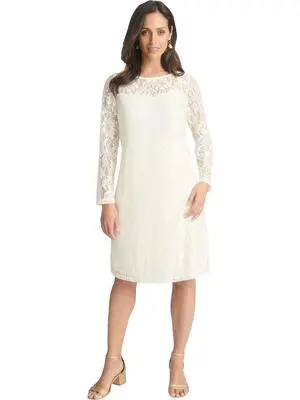 JESSICA LONDON Stretch Lace Shift Dress - Ivory