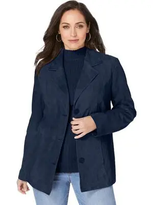 JESSICA LONDON Suede Blazer Navy