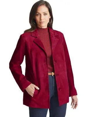 JESSICA LONDON Suede Blazer - Rich Burgundy