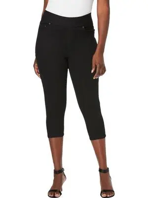 JESSICA LONDON Comfort Waist Stretch Denim Capris - Black