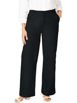 JESSICA LONDON Stretch Cotton Chino Wide-leg Trousers - Black