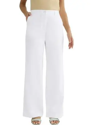 JESSICA LONDON Stretch Cotton Chino Wide-leg Trousers - White