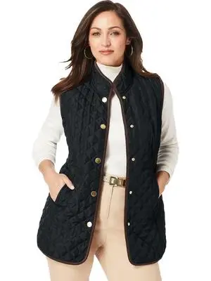 JESSICA LONDON Quilted Sleeveless Vest - Black