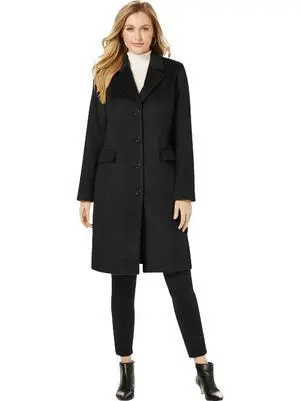 JESSICA LONDON Notch Collar Wool-blend Coat - Black