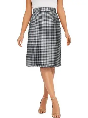 JESSICA LONDON Tummy Control Bi-Stretch Pencil Skirt Black Mini Houndstooth