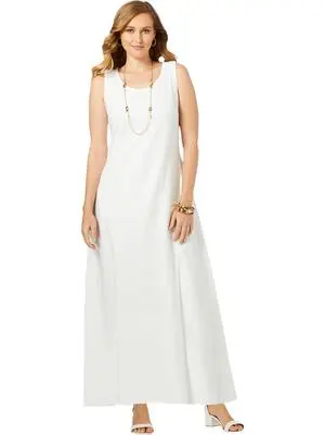 JESSICA LONDON Stretch Cotton Tank Maxi Dress - White