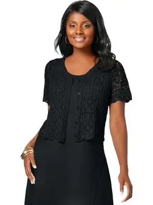 JESSICA LONDON Crochet Shrug - Black