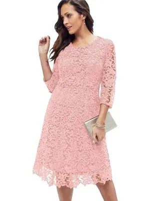 JESSICA LONDON Lace Fit & Flare Dress - Soft Blush